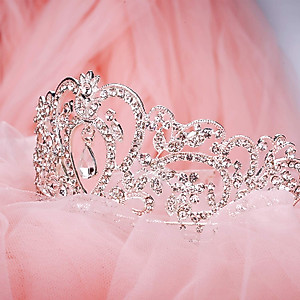 Makone Silver Crystal Crowns and Tiaras with Comb for Girls or Women Queen Crown Princess Hair Accessories Christmas Birthday Halloween Party Wedding Tiaras Valentines Gifts(Style-6)