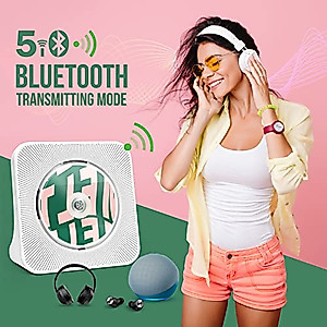 Kogoda Desktop CD Player Portable with Bluetooth,Dual Stereo Speakers, CD Music Player for Home with Remote Control,Dust Cover,FM Radio,LED Screen,3.5mm Jack AUX Input Output,White
