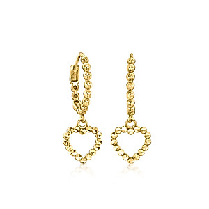 Canaria 10kt Yellow Gold Huggie Hoop Earrings With Heart Drops