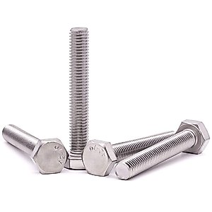 M12-1.75 x 60mm Stainless Steel Hex Bolts, 304 Stainless Steel 18-8, Hex Drive, Full Thread, Coarse Thread UNC, Plain Finish, 4 PCS