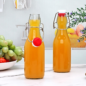 Accguan 8oz Glass Bottle,Beer Bottle with Flip-top Airtight Lid for Kombucha, Kefir, Vanilla Extract, Beer, Beverages, Oil, Vinegar, Beer, Soda,Leak Proof(12pcs)