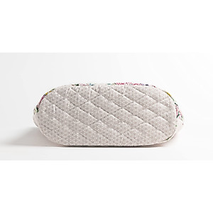 Maison d' Hermine Shopping Bag Cotton Quilted Tote Bag with Zipper Pockets & Small Pouch Shoulder Grocery Bag for Gifts Beach Travel Perfect for Men Women (Sweet Rose Lavender - Lush)