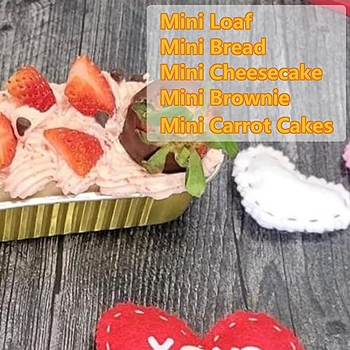 WOPPLXY 100 Pcs Mini Cake Pans with Lids, 6.8 Oz Mini Loaf Pans with Lids and Spoons, Aluminum Foil Mini Loaf Baking Pans Disposable Cake Pans with Lids for Cake Bread Muffin Wedding Birthday Party