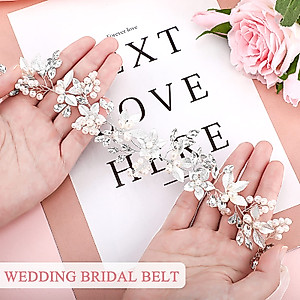 Geyoga Bridal Belt Wedding Dress Belt Rhinestone Wedding Sash for Bride Dress Gowns Crystal Belt with White Organza (Stylish Style)