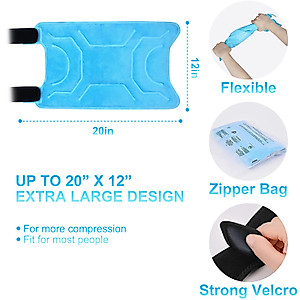 XXXL Knee Ice Pack Wrap Around Entire Knee After Surgery, 20‘’ Extra Large Reusable Gel Ice Pack, Ice Wraps for Soothing Discomfort