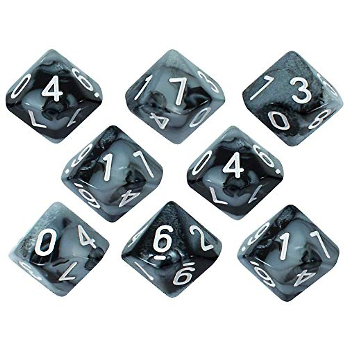 Paladin Roleplaying Gray and Black Dice - 8 D10 Set - 'Claws of Darkness'