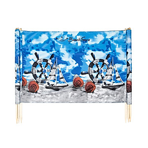 Beach Windscreen, Privacy Screen, Wind Blocker - Ships and Shells, with Mallet and Bag