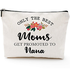Blue Leaves Grandma Mothers Day Gifts-Only The Best Moms Get Promoted to Nana-Gifts for Grandma, Grandma Birthday Gifts from Grandchild, Unique Grandma's Makeup Bag 1