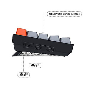 Keychron K6 Bluetooth 5.1 Wireless Mechanical Keyboard with Gateron G Pro Blue Switch/LED Backlit/Rechargeable Battery, 68 Keys Compact Keyboard Compatible with Mac Windows