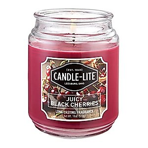CANDLE-LITE Scented Juicy Black Cherries Fragrance, One 18 oz. Single-Wick Aromatherapy Candle with 110 Hours of Burn Time, Dark Red Color