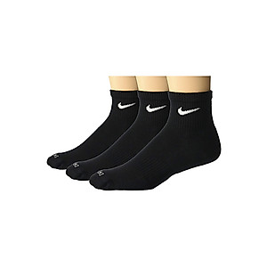 Nike Everyday Plus Cushion Ankle Socks 3-Pair Pack Black/White LG (US Men's Shoe 8-12, Women's Shoe 10-13)