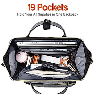 LOVEVOOK Laptop Backpack for Women Fashion Travel Backpack Business Computer Purse Work Bag with USB Port, Grey