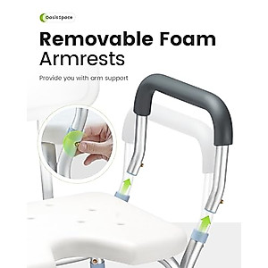 OasisSpace Heavy Duty Shower Chair with Back and Arms 300lb, Bathtub Chair with Handles - Medical Tool Free Shower Cutout Seat for Handicap, Disabled, Seniors & Elderly