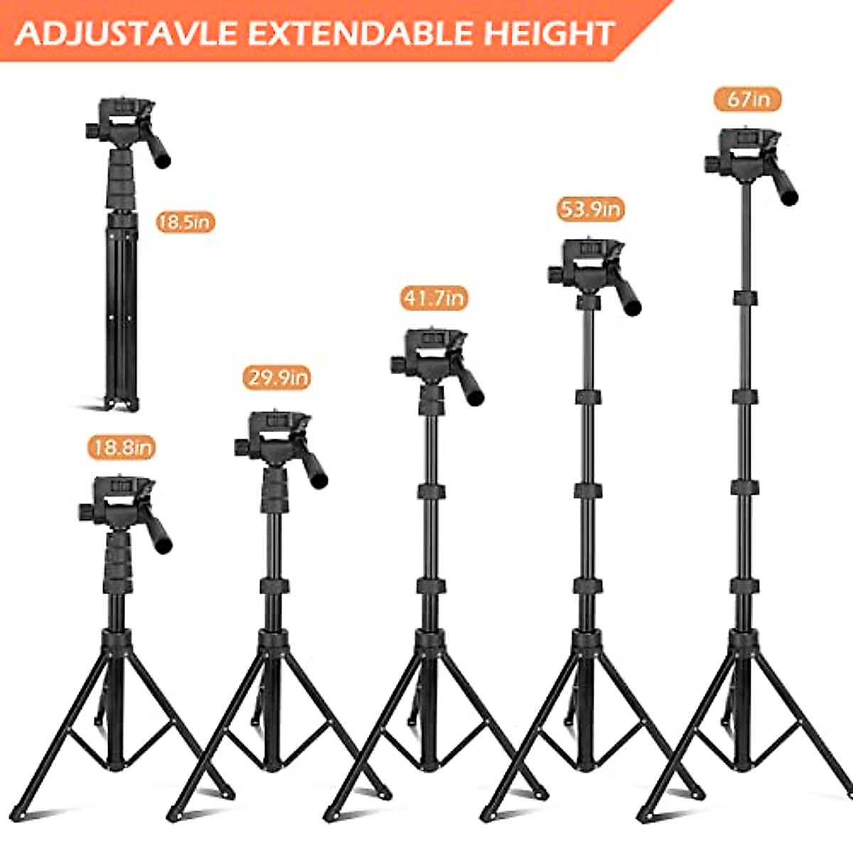 Aureday 67" Phone Tripod&Camera Stand, Selfie Stick Tripod with Remote and Phone Holder, Perfect for Selfies/Video Recording/Vlogging/Live Streaming