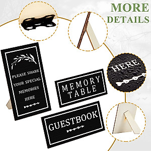 3 PCS Wooden Funeral Table Signs Wood Share Memory Sign Black Guest Book Sign Celebration of Life Funeral Memorial Sign Table Decoration Condolence Sign for Funeral Decorations Celebration of Life