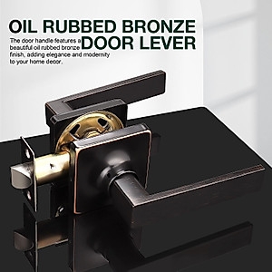 GOBEKOR 5 Pack Interior Door Handles Oil Rubbed Bronze Passage Door Lever Handles Closet Door Handles with Lock Bronze Door Handles