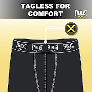 Everlast Performance Boxer Briefs for Men Pack of 6 - Breathable Tagless Mens Boxer Briefs, Moisture Wicking Mens Underwear (Large, Black)