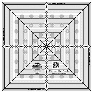 Creative Grids 9-1/2in Square It Up or Fussy Cut Square Quilt Ruler - CGRSQ9
