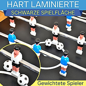 SereneLife 48in Competition Sized Foosball Table - Height Adjustable Arcade Soccer Set for Home, Game Room, Man Cave - Includes 2 Balls & 2 Fold-Out Cup Holders, Natural