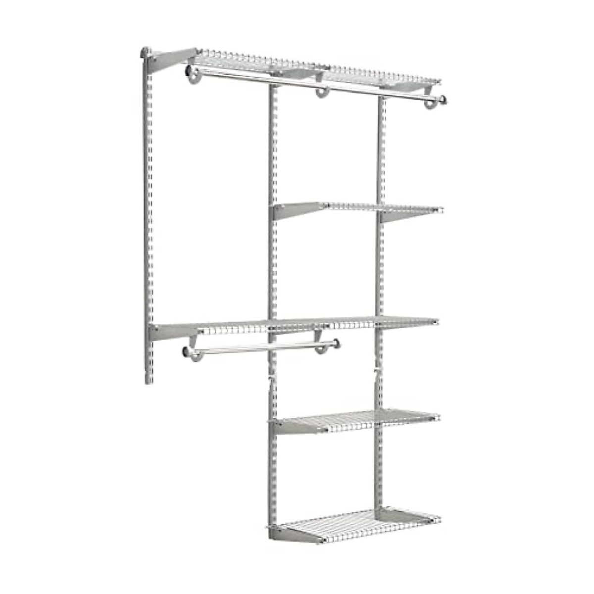 Rubbermaid Configurations Deluxe Closet Kit, Titanium, 4-8 Ft., Wire Shelving Kit with Expandable Shelving and Telescoping Rods, Custom Closet Organization  System, Easy Installation