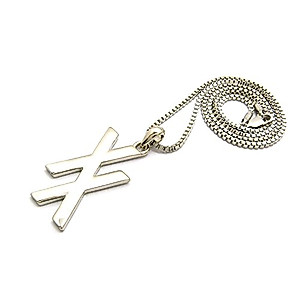 Fashion 21 Unisex Polished Micro Initial XX Pendant 24" Various Chain Necklace in Silver Tone (Silver / 2mm 24" Box Chain)