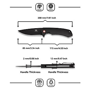 HUNTER.DUAL Pocket Knife, Folding EDC Knife with Clip for Men, Small Camping Knife for Outdoor, 3.34'' D2 Steel Blade, G10 Handle