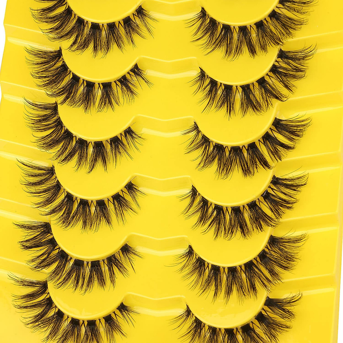 Lashes Natural Look False Eyelashes Clear Band Wispy Faux Mink Eyelashes Fluffy Short Natural False Lashes Cat Eye Strip Lashes That Look Like Extenison D Curl Lashes Pack 7 Pairs