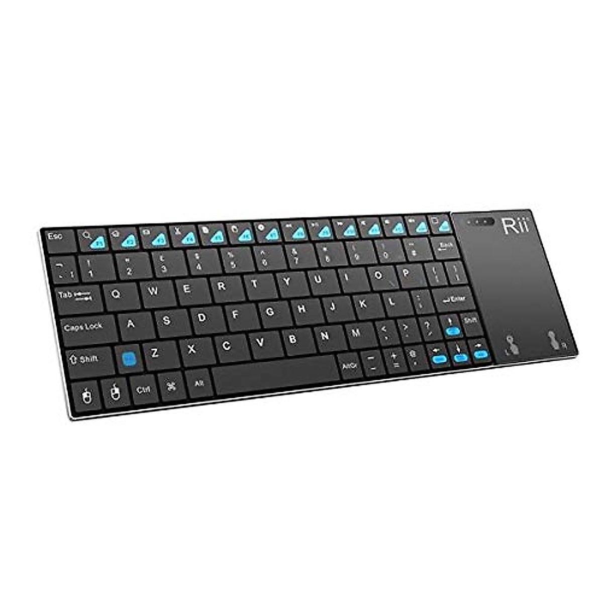 Rii (Newest Version) K12+ Mini Wireless Keyboard with Touchpad Mouse, Stainless Steel Portable Wireless Keyboard with USB Receiver for MacBook/iPad/Tablet/PC/Laptop/Smart TV/Raspberry Pi - Black