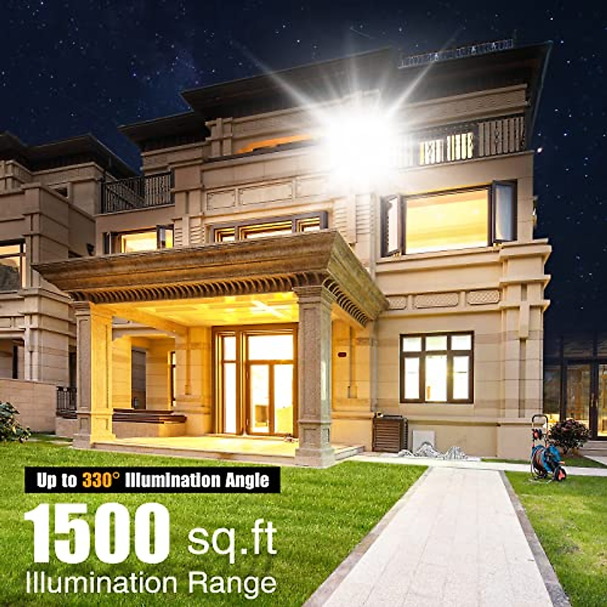 STASUN LED Flood Light Outdoor, 150W 13500lm Outdoor Lighting, 6000K Daylight White, IP66 Waterproof Outside Floodlight Exterior Security Light with 3 Adjustable Heads for Yard, Street, Parking Lot