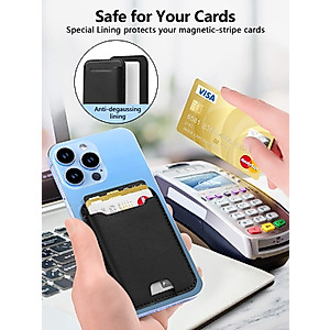 TopMade for Magsafe Wallet, Magnetic Wallet Card Holder for iPhone 16/16 Pro, iPhone 15/14/13/12 Series, Leather Magnetic Phone Wallet with Powerful Magnet, RFID Blocking, Fit 4 Cards, Black