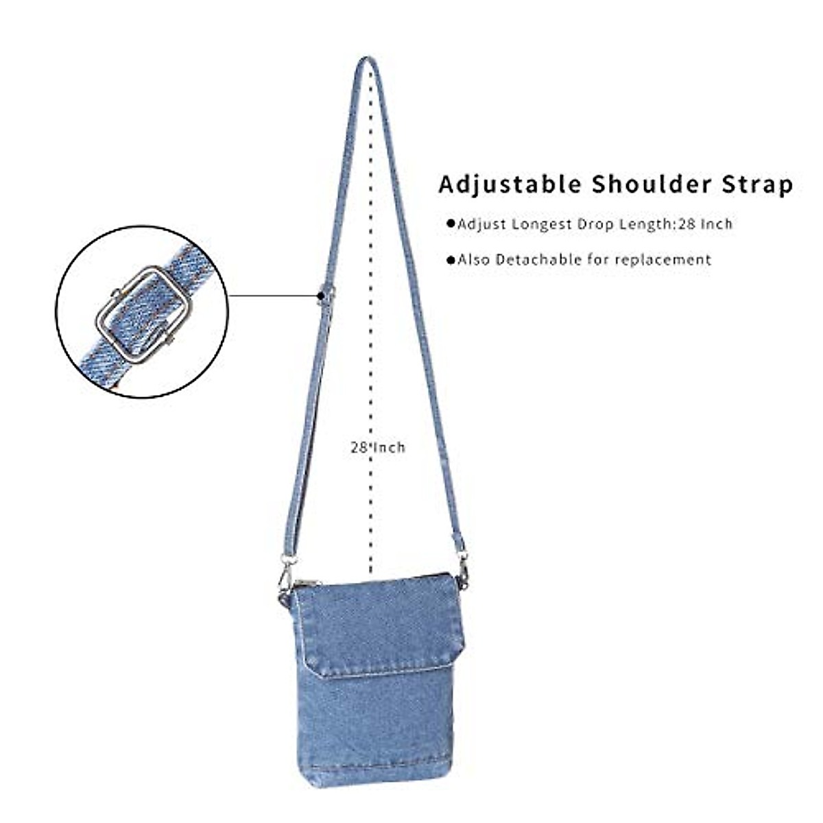 AOCINA Small Denim Purse Blue Jean Purse Denim Crossbody Bags for Women Small Purse for Teenager girls(C-Light Blue)