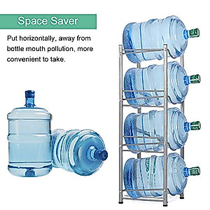 4-Tier Water Bottle Holder Water Jug Rack - 5 Gallon Water Bottle Storage Rack Jug Holder - Heavy Duty Bottle Buddy, Silver
