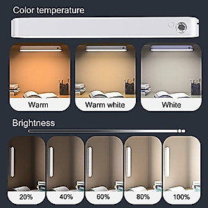 Ousam Led Desk Light Under Cabinet Lights Cordless Protable for Home Office with USB Charging Touch Magnetic for Books in Bed Study Table Built-in Rechargeable Battery (White)