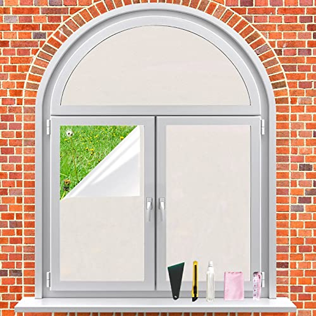 AWXD Frosted Glass Window Film,Window Privacy Film with Installation Tools, Sun Blocking Heat Control Anti Glare Window Tint,Static Cling Removable Window Sticker for Home Office (17.5" x 78.7")