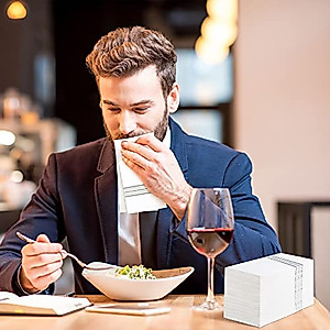 TURSTIN 200 Pack Disposable Dinner Napkins Paper Silver Guest Towels Disposable Soft and Absorbent Linen-Feel Paper Hand Towels Decorative Bathroom Napkins for Kitchen, Parties, Wedding