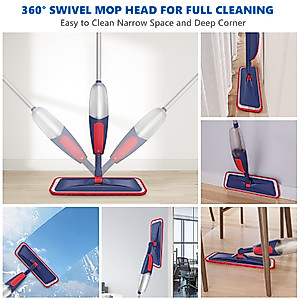 Microfiber Spray Mops for Floor Cleaning - BPAWA Wood Floor Mop with Spray Flat Dust Mop for Hardwood Laminate Tile Ceramic Kitchen Floors, Dry Wet Mop with 2X 550ML Bottles 4X Reusable Washable Pads