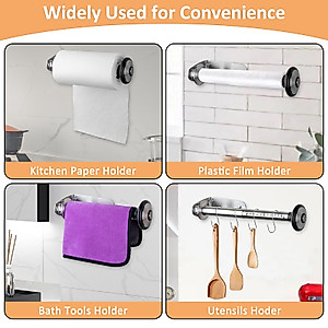 Paper Towel Holders for Kitchen - Adjustable Length Paper Towels Holder Under Cabinet,Self-Adhesive or Drill Mounting, Stainless Steel Wall Mount Towel Holder for Pantry,Sink, Bathroom (Silver)