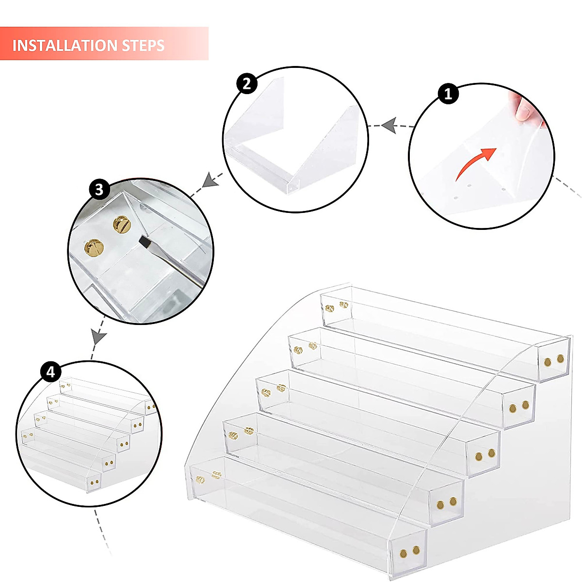 Paint Organizer Rack with Brush Holder 5-Tire – Durable, Easy Assembly Storage Stand for Art Supplies, Paint Bottles, and Craft Rooms - 12.1in