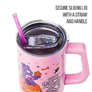 Silver Buffalo Care Bears Tumbler - Harmony, Cheer, Share & Trick-or-Sweet Bears - Stainless Steel, 40 Ounces, Fits Standard Cup Holder