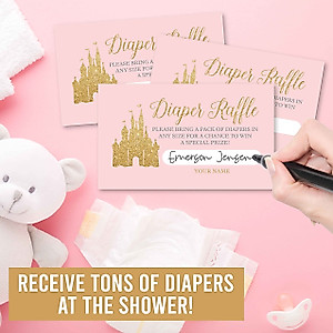 Hadley Designs 25 Baby Shower Diaper Raffle Tickets For Baby Shower Girl - Princess Baby Shower Games For Girls, Baby Raffle Tickets, Baby Shower Invitation Inserts, Baby Shower Ideas