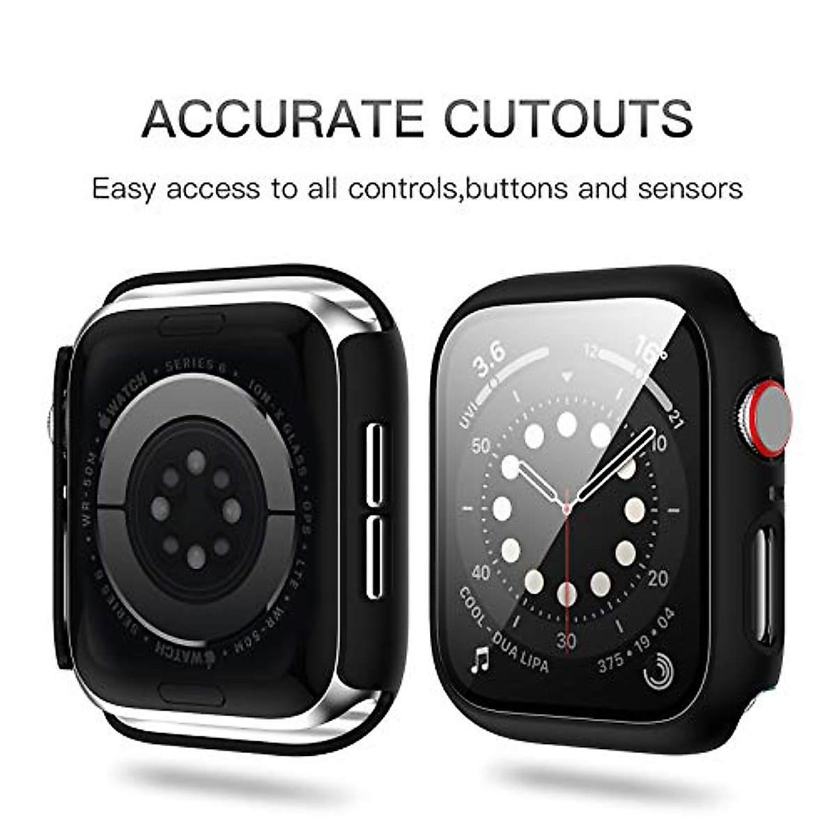 Haojavo 12 Pack Case Compatible for Apple Watch 44mm SE(2022) Series 6/5/4/SE(2019) Tempered Glass Screen Protector, Full Hard PC Scratch Resistant Bumper Protective Cover for iWatch Accessories
