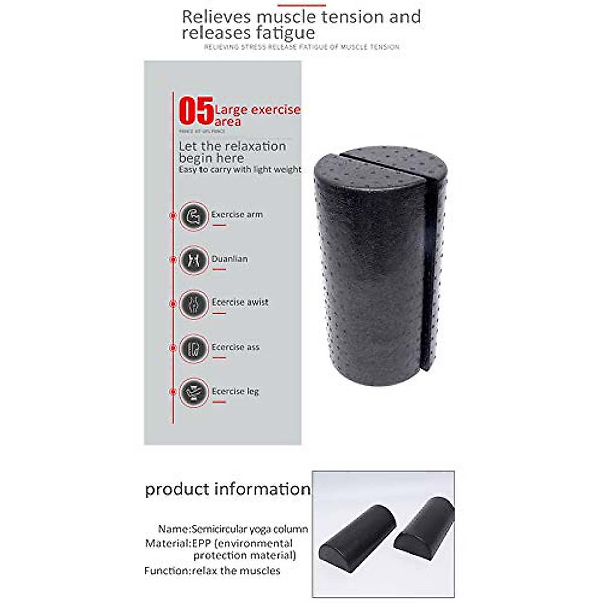 MACIMO 1Pair 30cm Half Round Foam Roller for Yoga Sport Balance Pad Yoga Blocks