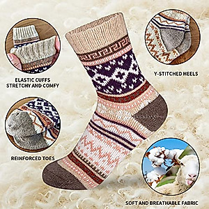 JOYCA & CO. 3-5 Pairs Womens Multicolor Fashion Warm Wool Cotton Thick Winter Crew Socks (4 Pairs Mix 1)