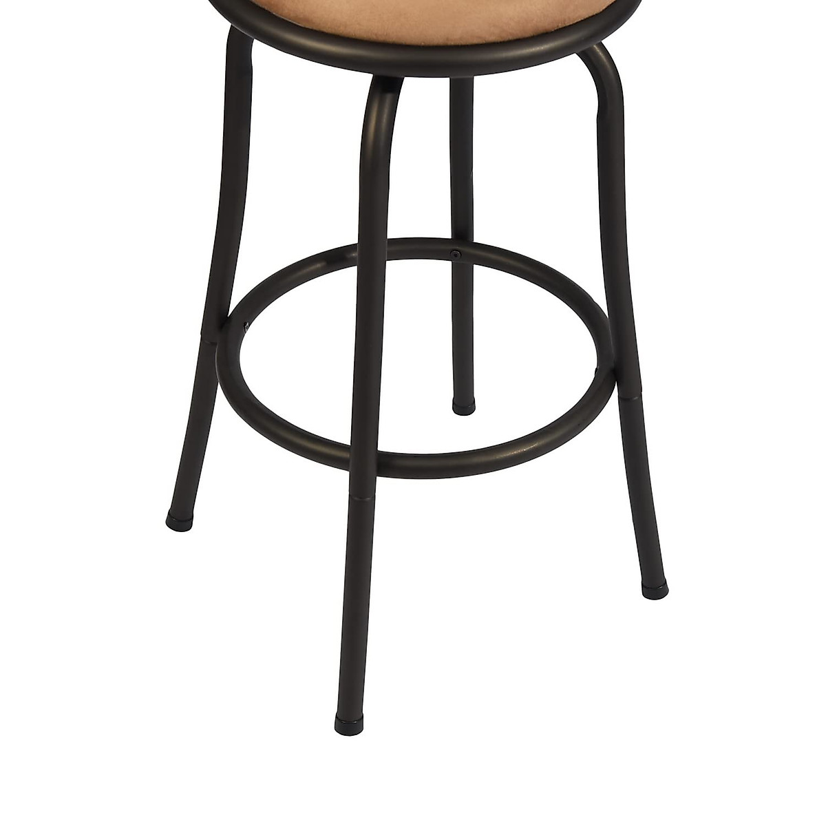 FurnitureR 24 INCH Country Style Industrial Counter Bar Stools Set of 2, Swivel Barstools with Metal Back, with Fabric Seat and Footrest for Indoor Bar Dining Kitchen, Brown