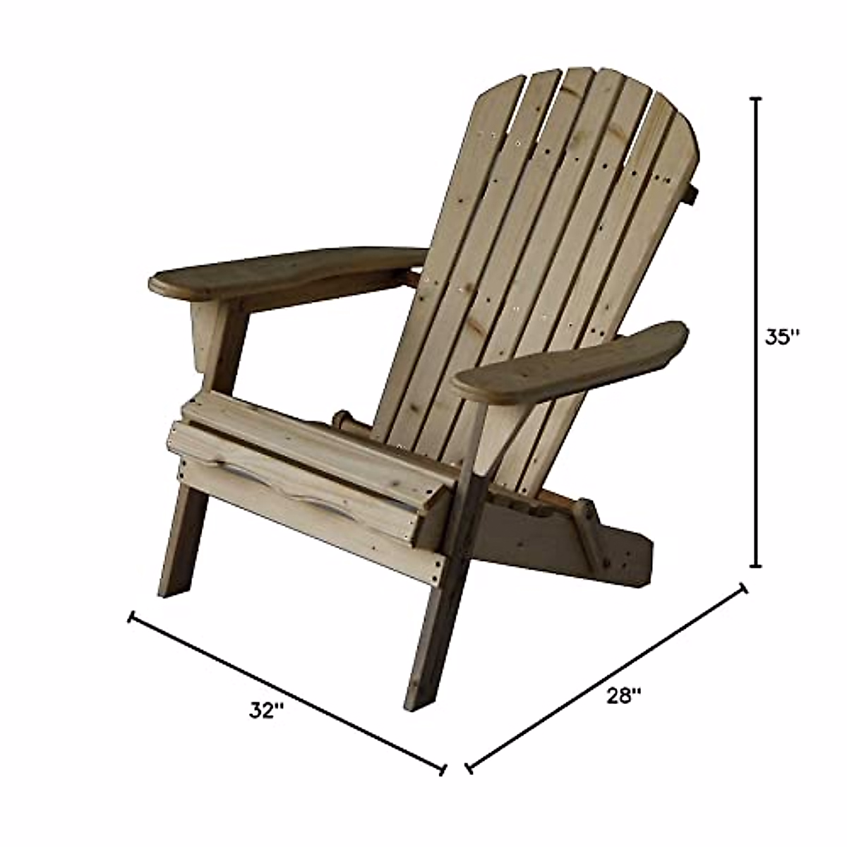 W Home Oceanic Adirondack Chair, Standard, Natural Finish