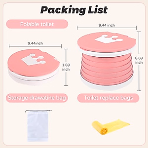 Travel Potty for Toddler, Portable Toilet Seat for Kids, Foldable Travel Toilet with A Roll of Cleaning Bags for Car, Camping, Outdoors