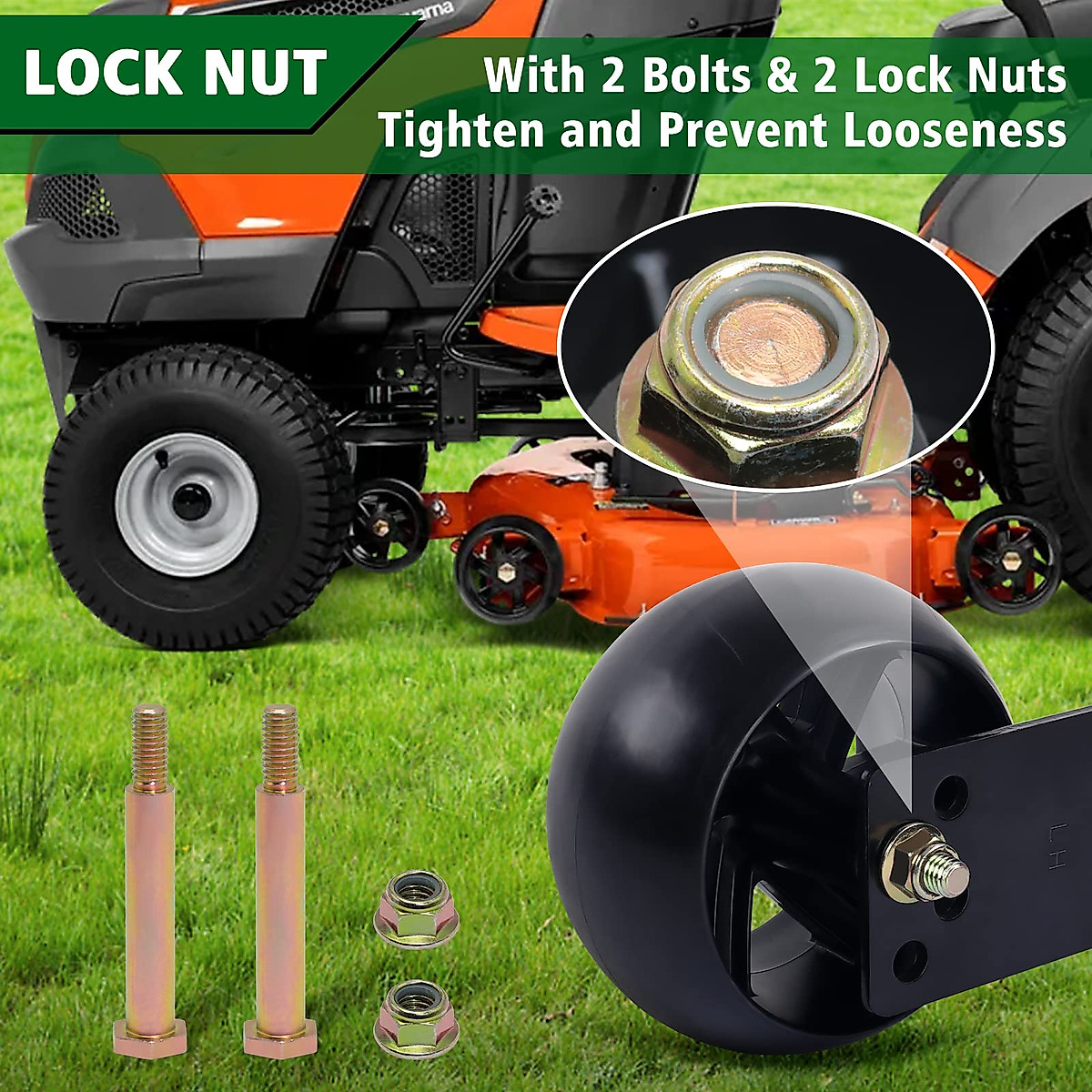 CheeMuii 2 Pack Deck Gauge Wheels Kit Fit for Most 42" 46'' 48'' 50" 52'' and 54" Decks Replace for Husqvarna 532174873 589527301 for Cub Cadet 753-04856A for MTD 133957 174873 734-03058, etc