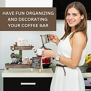 Corner Round Tiered Tray Stand 2 Tier Tray Stand Small Farmhouse Kitchen Decor Coffee Corner Counter Shelf Kitchen Counter Farmhouse Decor Rustic Home Decor Brown Wood Wooden Two Tiered Tray Decor