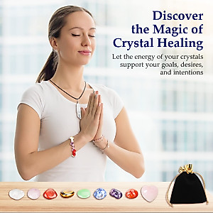 Chakra Crystals and Healing Stones Set, 9 Nature Tumbled Stone Necklace Bracelet Colorful Stone Gift Box,Rose Quartz Heart Polished Stone for Energy Reiki Balance and Anti-Anxiety+Guide…