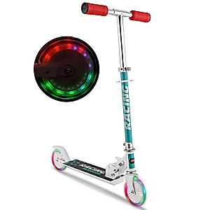 WeSkate Scooter for Kids with LED Light Up Wheels, Adjustable Height Kick Scooters for Boys and Girls Ages 3-12, Rear Fender Break, Folding Kids Scooter, 110lb Weight Capacity